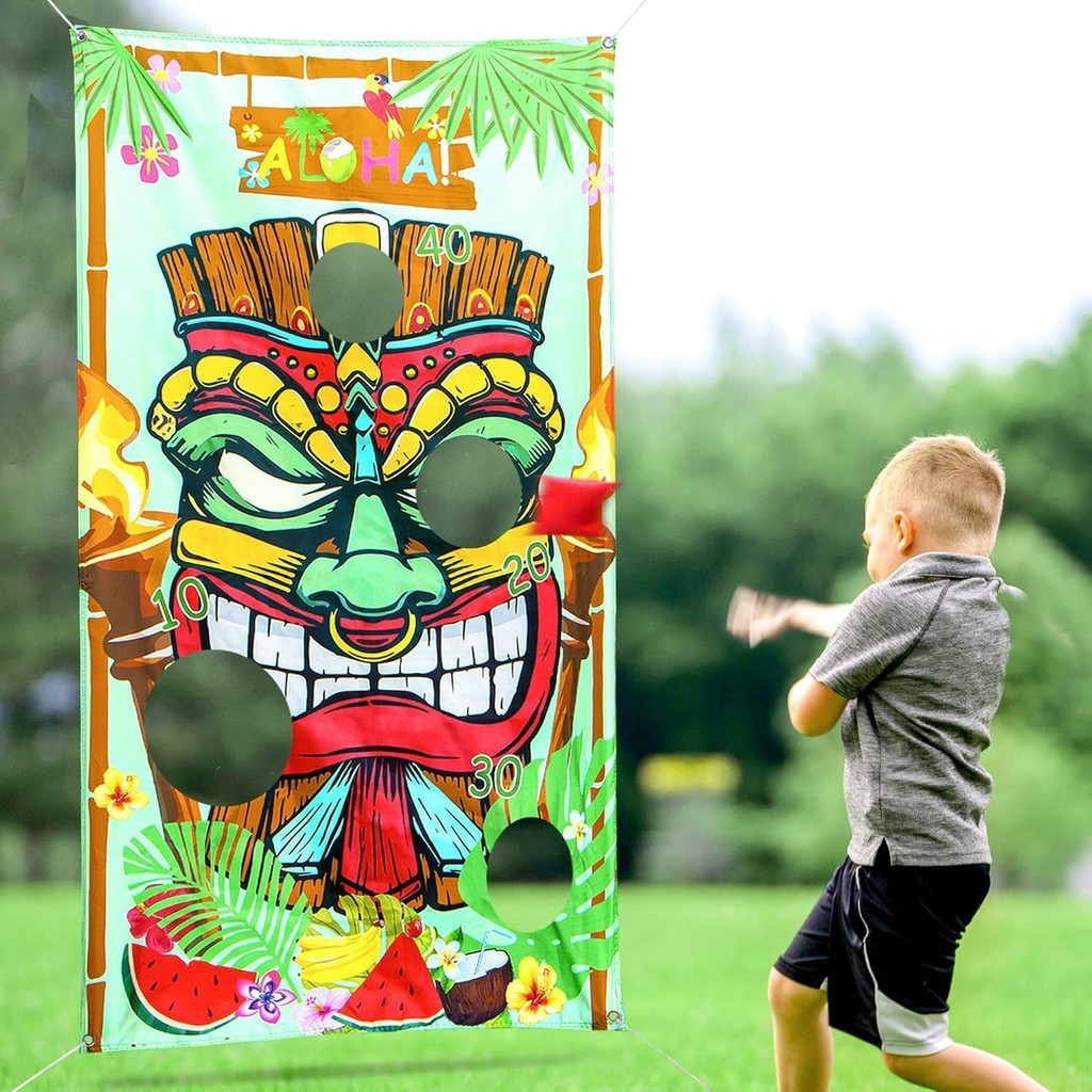 Summer Luau Hawaii Toss Game Set with Bean Bags - Fun Tiki Hawaiian ...