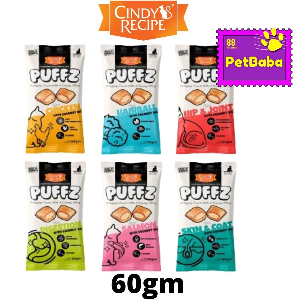 CINDY'S RECIPE Puffz savours 60G_Cat Treats ( Chicken / Salmon ...