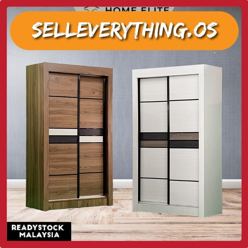 (SHOCKING SALE) 3 FT Sliding Wardrobe / 3 Kaki Almari Baju Sliding Door ...