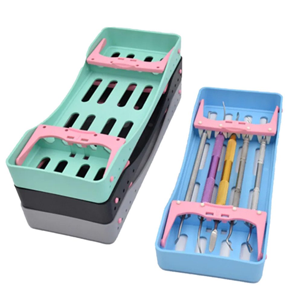 5 Holes Dental Instruments Sterilization Tray Rack Autoclavable Plastic ...