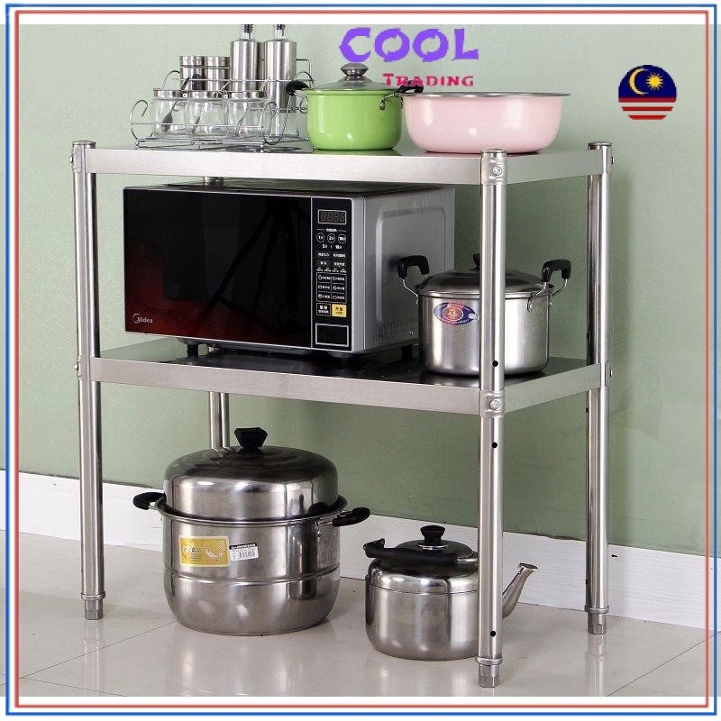 P Stainless Steel Kitchen Rack Oven Storage Microwave Shelves Rak Dapur ...