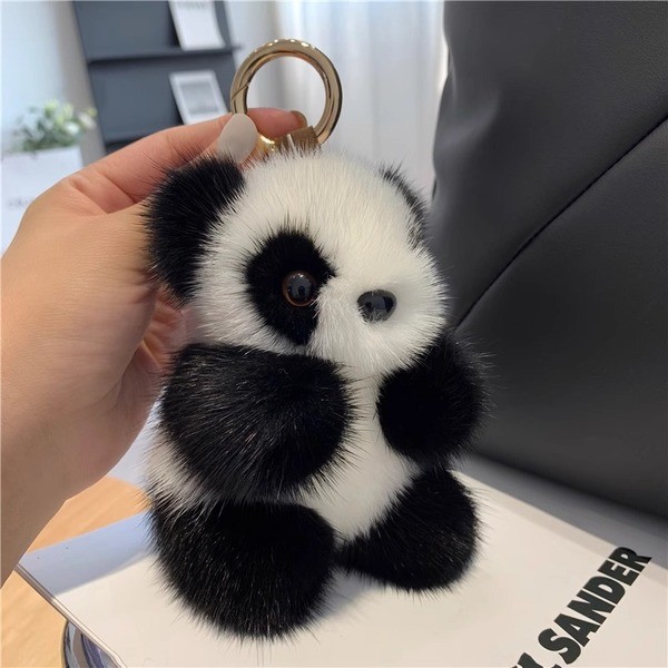couple keychain keychain crochet 【Panda Merah Comel】Tiruan bulu ...