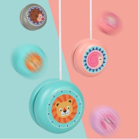 Wooden Yoyo Toys Animal Prints Kid YoYo Ball Wood Kid Yoyo Toys For ...