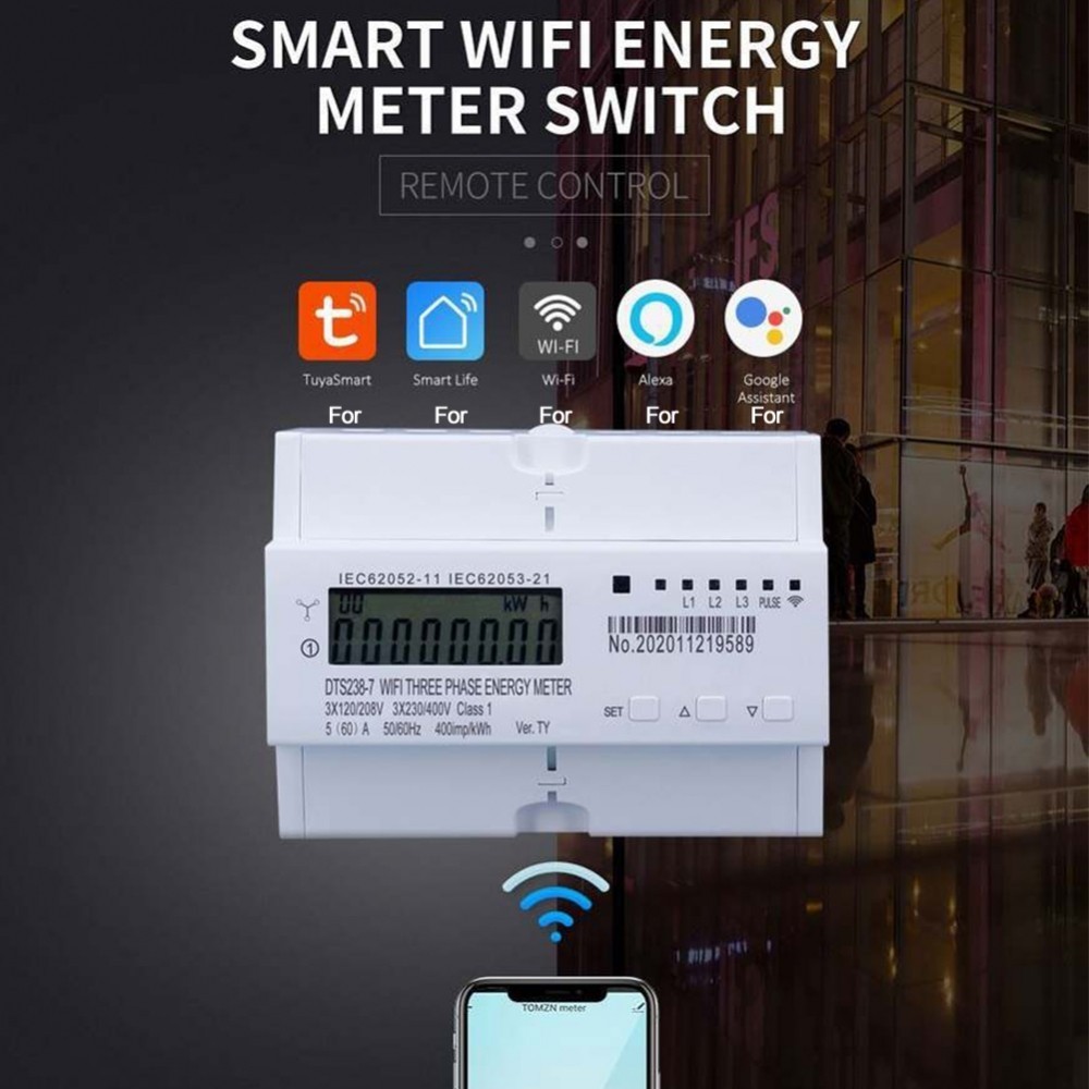 Three Phase Smart Meter LCD Display Real Time Monitoring Remote Control ...