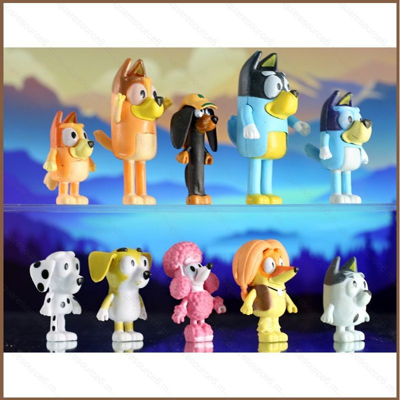 sq6 10pcs Bluey Action Figure Bluey Christine Heeler Bingo Heeler ...