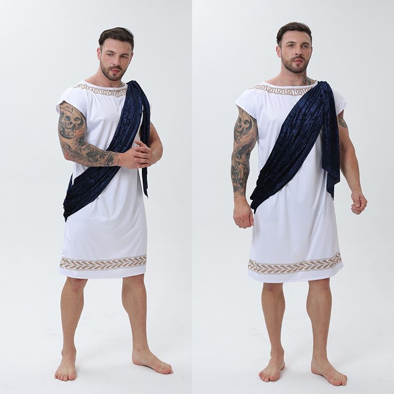 Halloween cosplay Ancient Greek King Gladiator Costume Adult Male White ...
