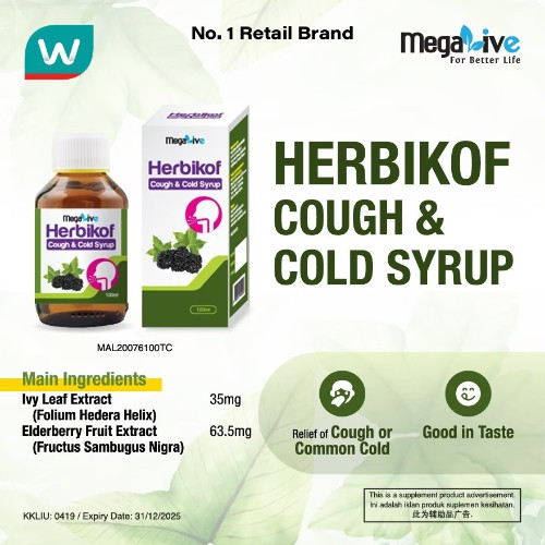 MEGALIVE Herbikof Cough & Cold Syrup 100ml | Shopee Malaysia