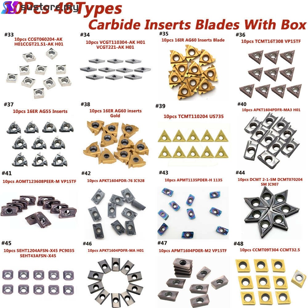 [Super] 10pcs 40 Types CNC Carbide Tips Inserts Blade Cutter Lathe ...