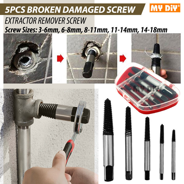 MYDIYSDNBHD - 5PCS BROKEN DAMAGED SCREW EXTRACTOR REMOVER SCREW ...