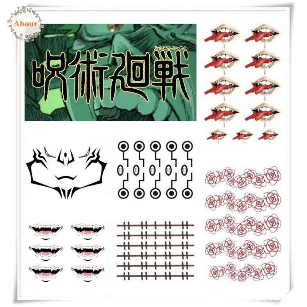 AHOUR Anime Tattoo Stickers Waterproof Cosplay Prop Jujutsu Kaisen ...