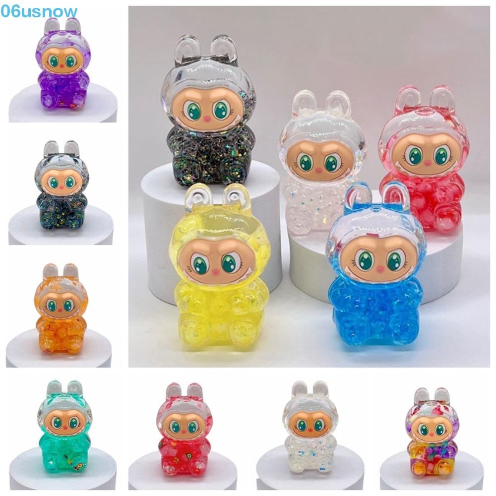 USNOW Cartoon Acrylic Labubu Toy, Night Glow Luminous Candy Color ...