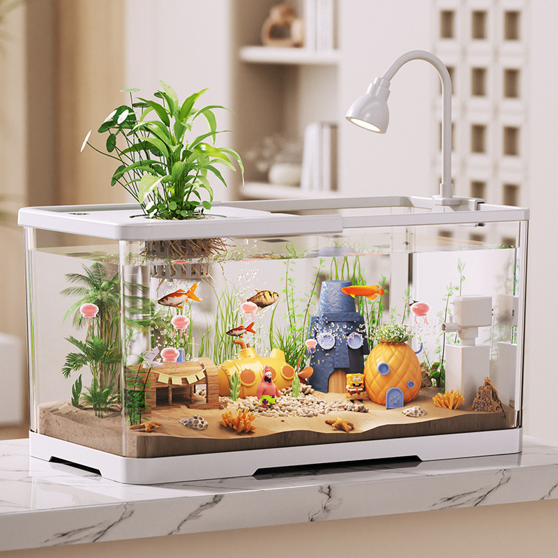 Fish Tank Aquarium Ecological Desktop Goldfish Tank Lazy Plastic ...