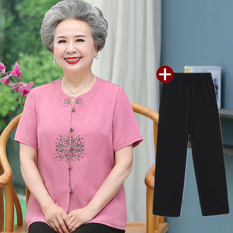 Grandma Spring Shirt Female Middle-Aged and Elderly Clothes Mother-in ...