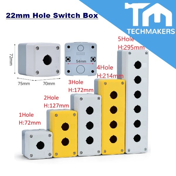 22mm Hole Emergency Stop Push Button Switch Box Waterproof Plastic Control Box Electrical Switch ...