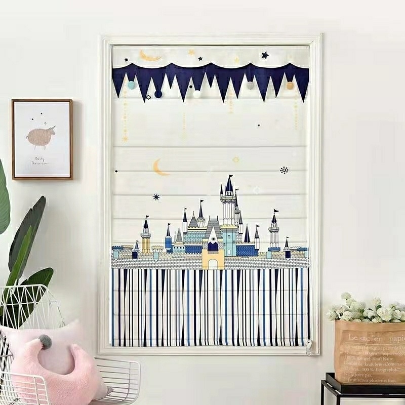 [Customized Products] Nordic ins Style Cartoon Nordic Roman Curtain ...