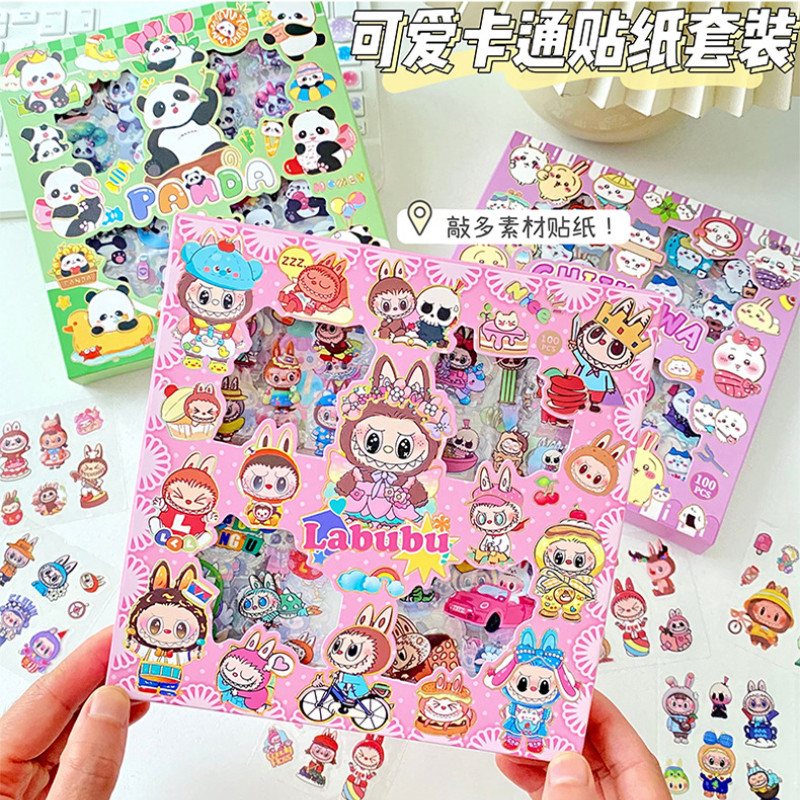 100PCS Set Labubu Decorative Sticker Cute Stickers Hand Account Journal ...