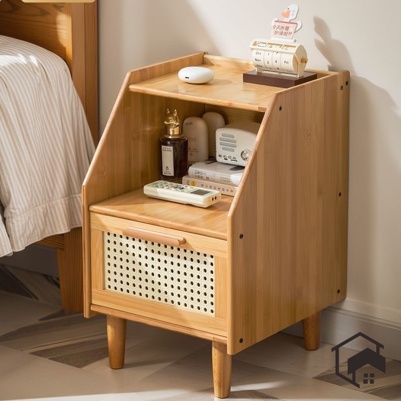 Bedside Table Bamboo Side Table Small Shelf Crack Cabinet Side Cabinet ...