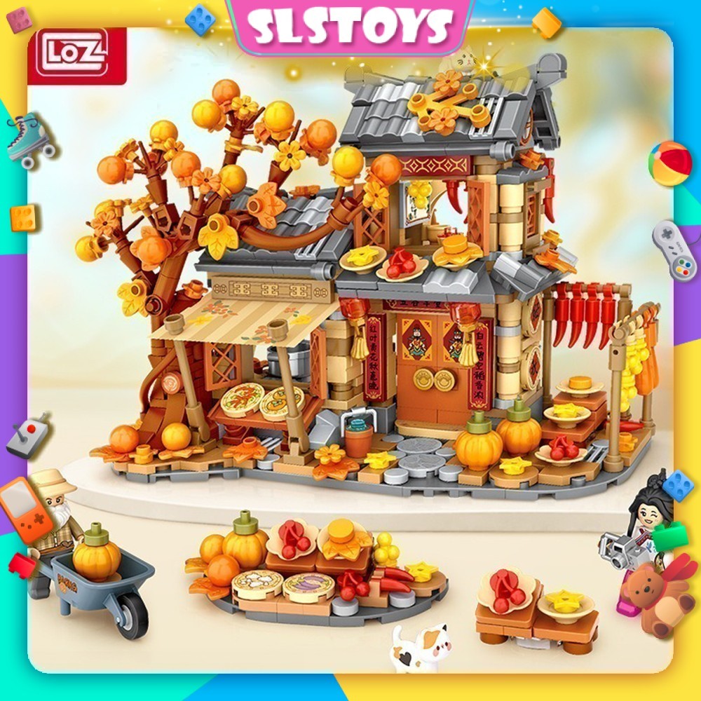 LOZ IDEAS Mini Block 1379 Tree Autumn House Street View Gift Decoration ...
