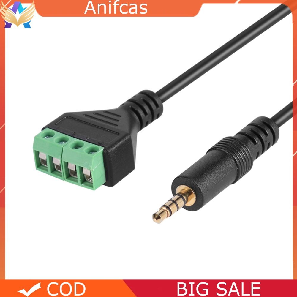 3.5mm Stereo 4 Pole Male Plug to 4 Pin AV Screw Video Balun Terminal ...