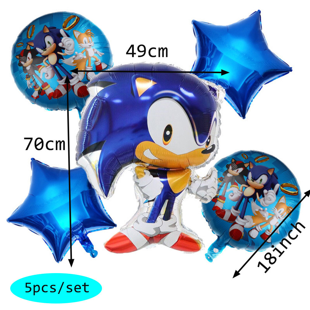 5PCS Sonic The Hedgehog Foil Balloons Multicolor Sonic Balloons Sonic ...