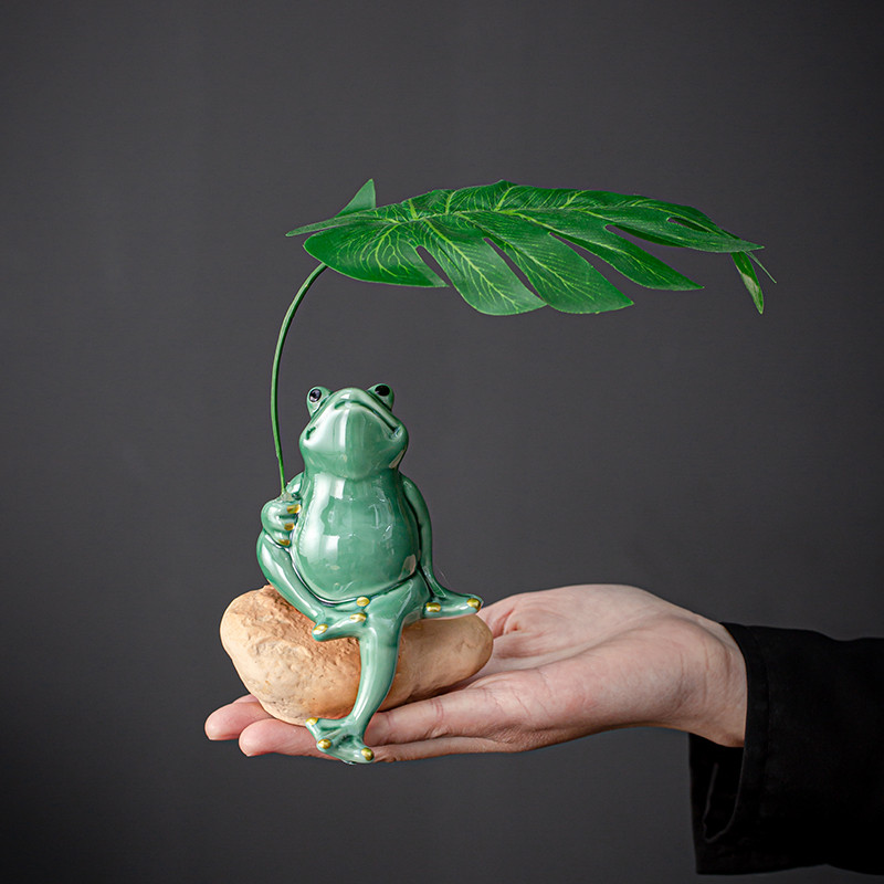 Katak Yuxuan Memegang Payung Teh Hiasan Haiwan Peliharaan Luar Taman ...