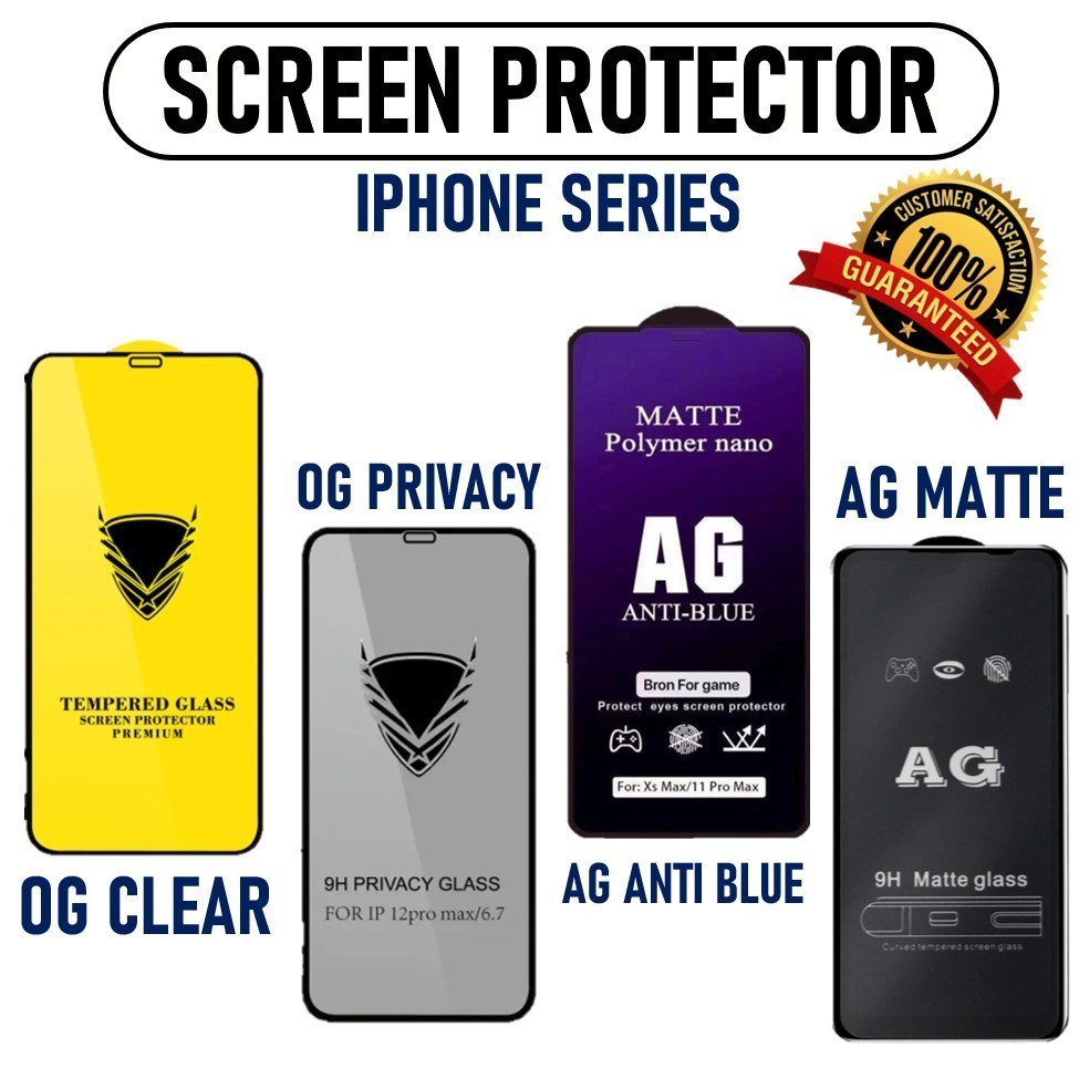 IPhone Tempered Glass Screen Protector HD Privacy Blue Matte For IP 16 ...
