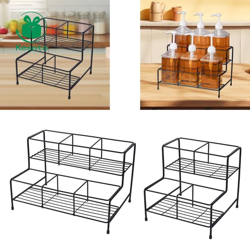 Kesoto Coffee Syrup Organizer Rack 2 Tier Metal Display Stand Syrup ...