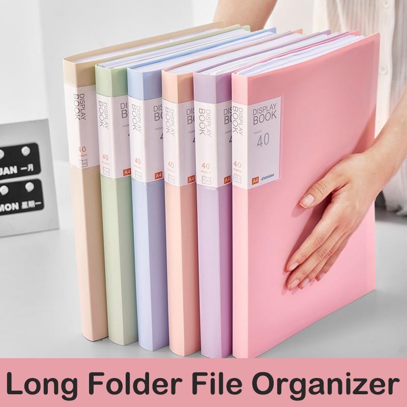 A4 Clear Long Folder 30/60/80/100 Pages Student Exam Paper Storage Bag ...