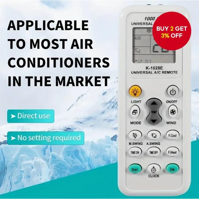 Universal Air Conditioner Remote Control 1000 in 1 AC Digital LCD ...
