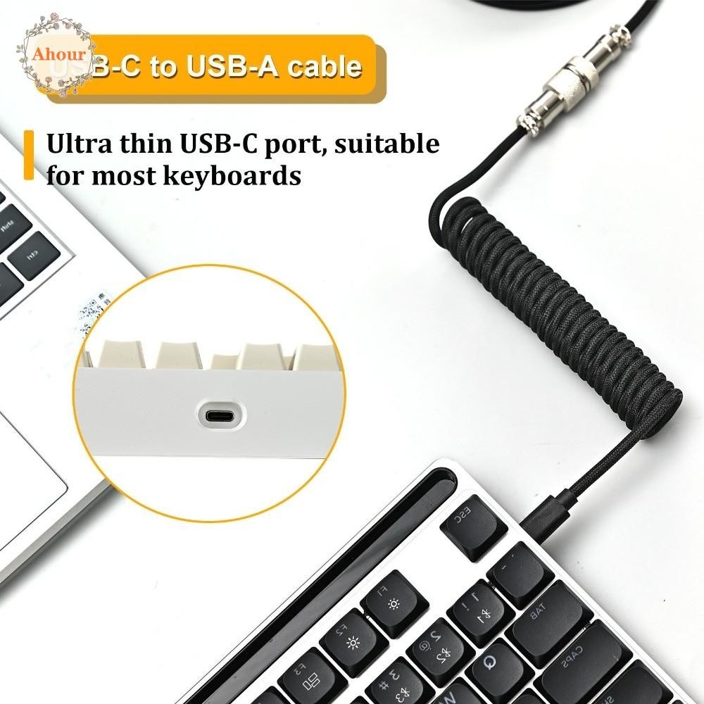 AHOUR Mechanical Keyboard Coiled Cable, USB Port a USB a To Type C ...