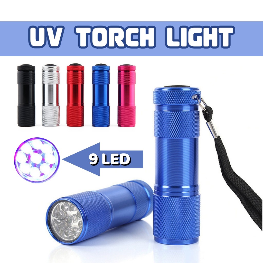 9 LED UV Torch Light 395NM Flashlight Counterfeit Currency Detector ...