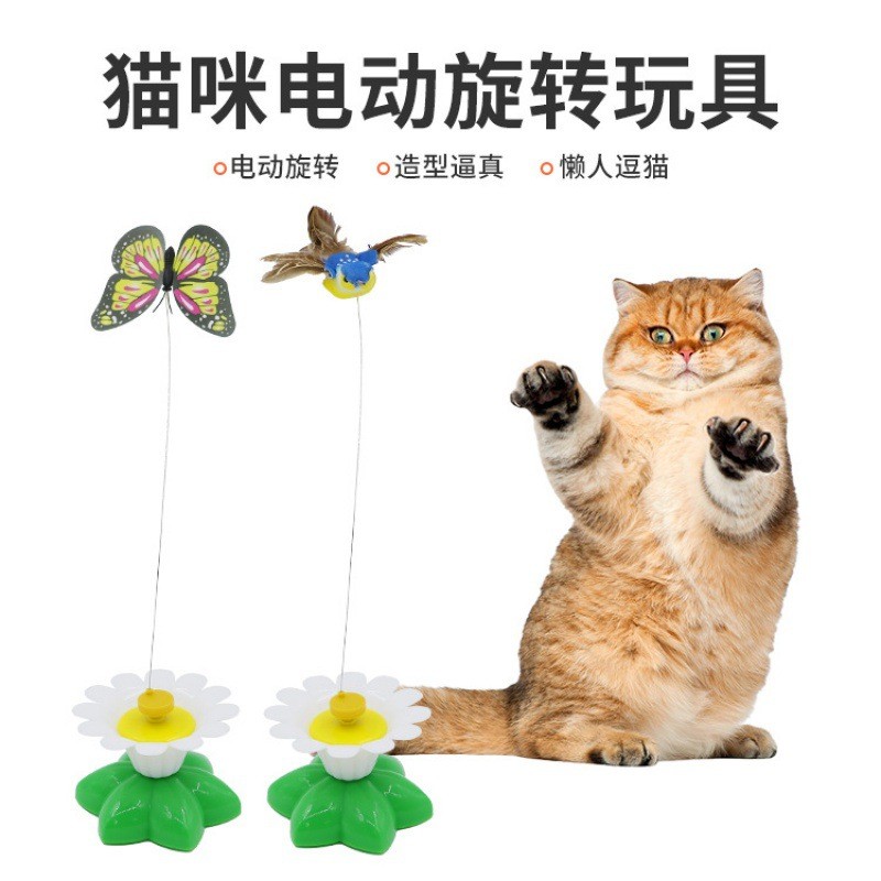 Automatic Rotating Cat Teaser Electric Flying Butterfly Hummingbird Cat ...