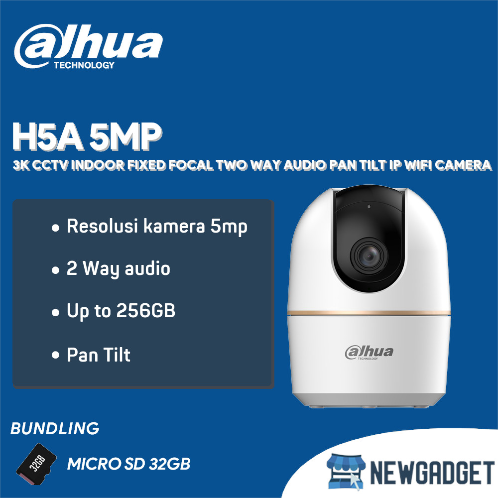 DAHUA H5A 5MP 3K CCTV INDOOR FIXED FOCAL TWO WAY AUDIO PAN TILT IP WIFI ...
