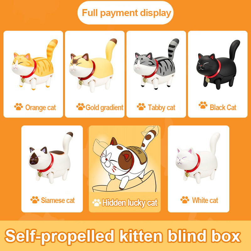 Take Meow Away Electric Cat Blind Box Toy Self-propelled Little Fat Cat ...