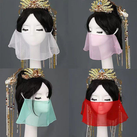 Ancient Style Veil Retro Daily Hanfu Cover Face Hang Ears Ancient ...