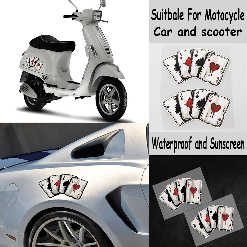 JDM Poker Cards Reflective Motocycle Scooter Body Window Decal Helmet ...