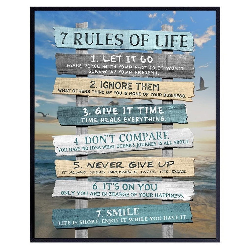 Inspiration Motivation Wall Art & Decor - 7 Rules Of Life Motivational ...