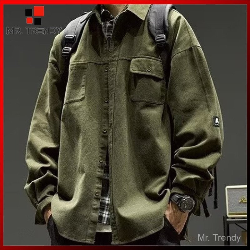 Baju lengan panjang kapas musim bunga dan musim luruh pakaian kerja ...