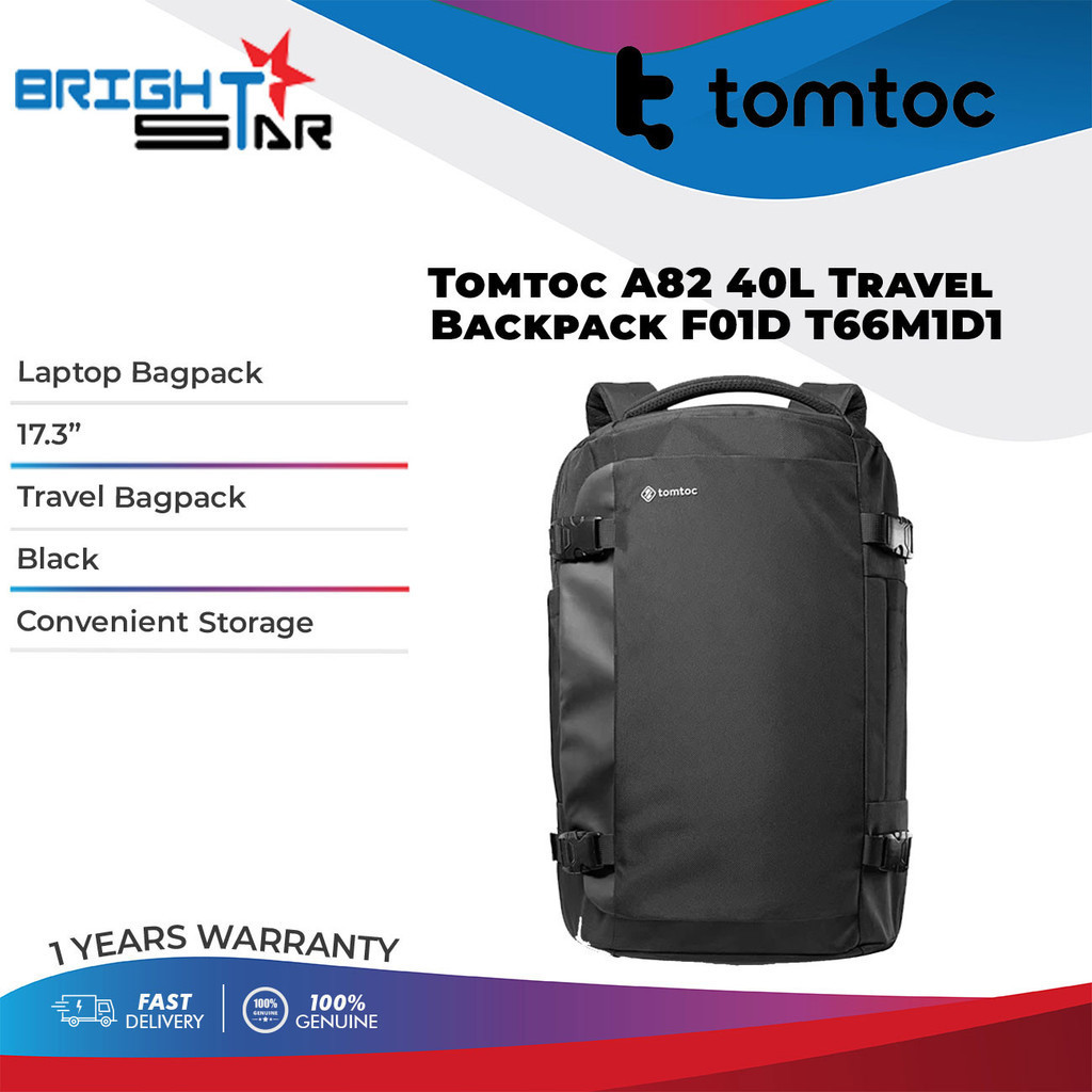 TOMTOC A82 40L Travel Backpack F01D T66M1D1- 17.3"/Black | Shopee Malaysia