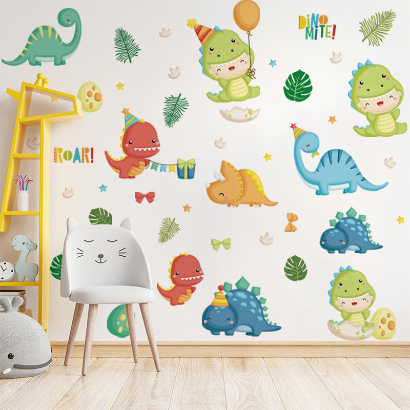 Wall Stickers Happy Little Dinosaur Children Cartoon Stickers Room ...