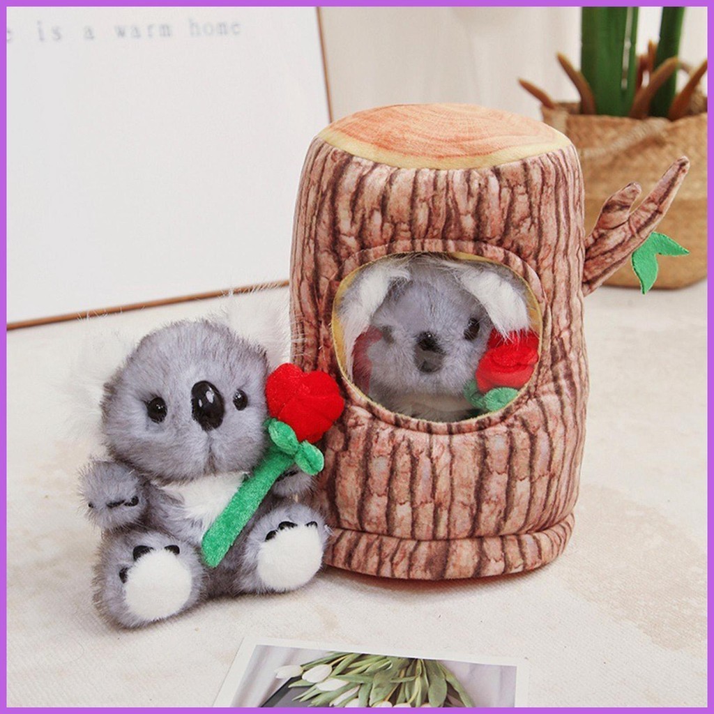 Koala Plush Doll Huggable Toy with Rose and Tree Stump 11 Inch Koala ...