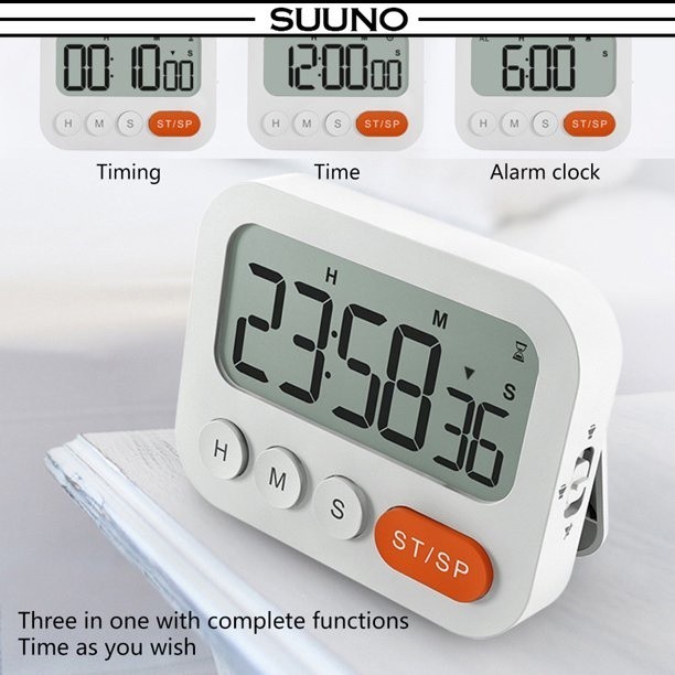 LCD Digital Timer Clock - 24-Hour Kitchen Timer with Loud Alarm and ...