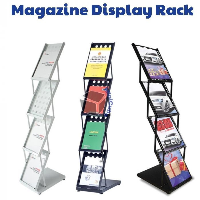 Foldable Metal 4 Layer Magazine Brochure Newspaper Display Stand Rack ...
