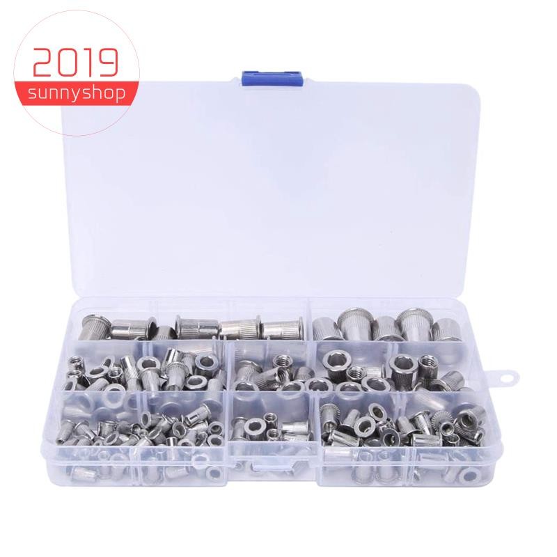 165 Pcs M3 M5 M6 M8 M10 Rivet Nuts Flat Threaded Insert Nut Rivet Cap ...