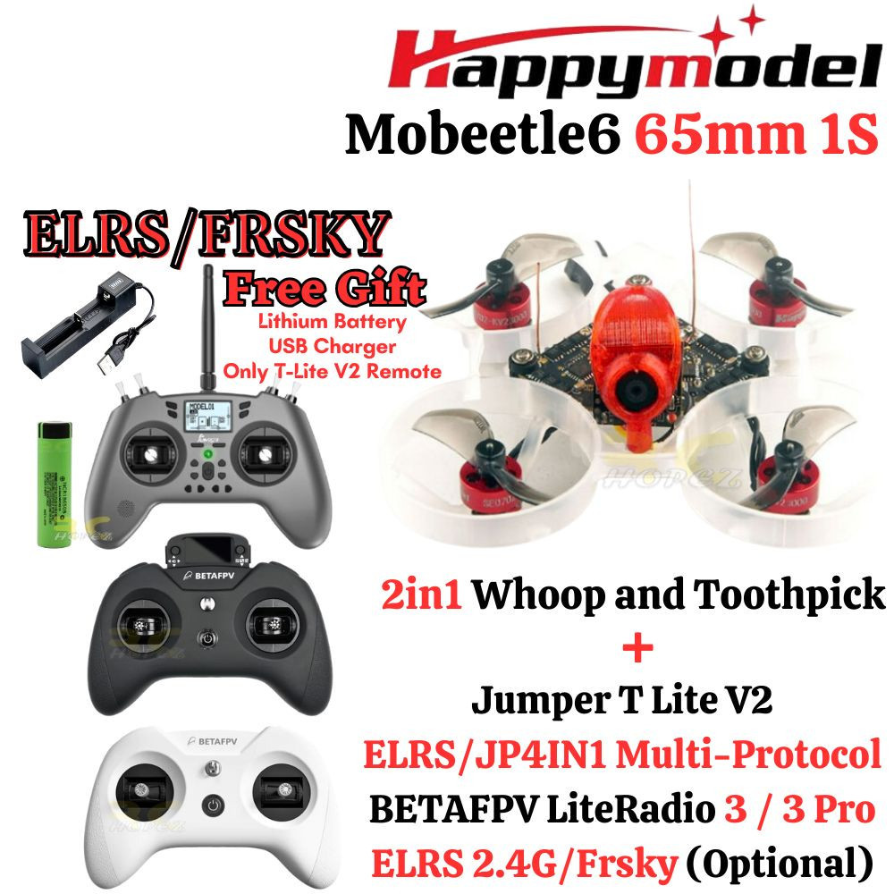 Happymodel Mobeetle6 1S 65mm Whoop/Toothpick 2IN1 Racer Drone + Jumper T Lite V2/BETAFPV ...