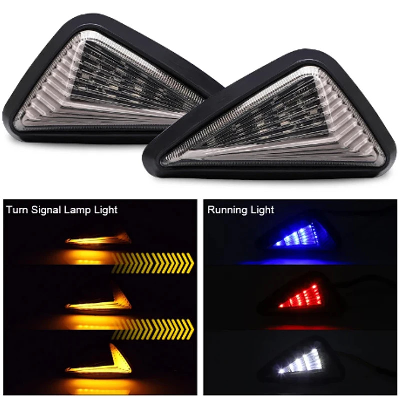 Motorcycle LED Turning Signals Light Smoke Triangle Flush Mount ...