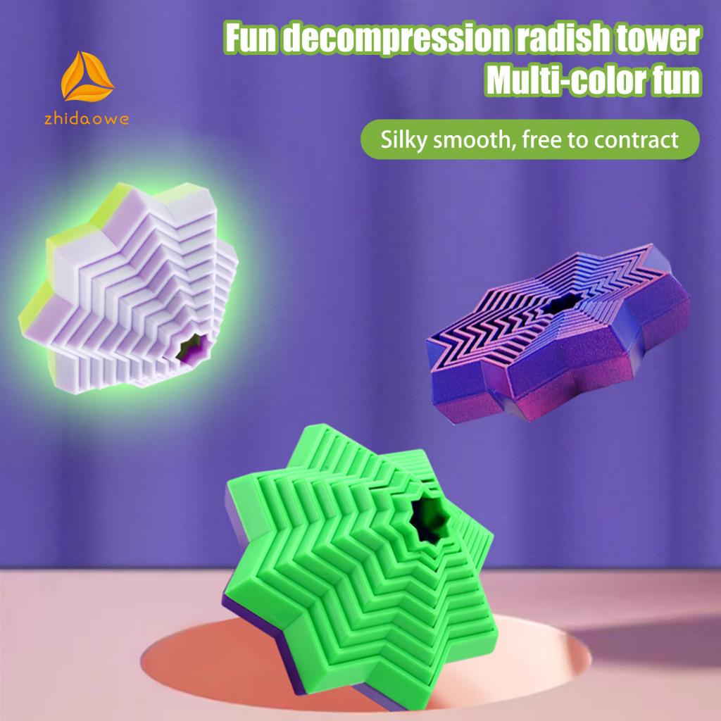 zhidaowe 3d Printed Fidget Toy Stress Relief Retractable Tower Portable ...