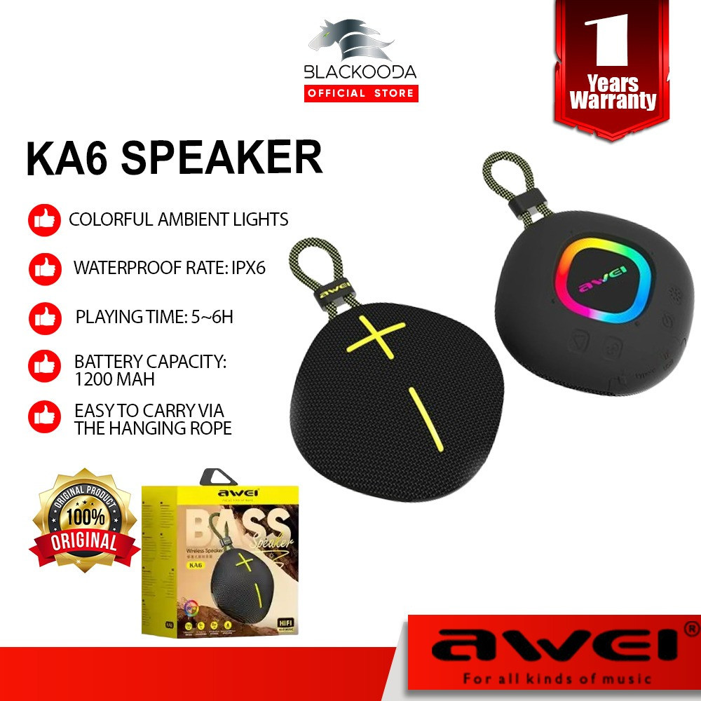 Awei KA6 Portable Bluetooth Speaker HIFI Stereo Bass Speaker Bluetooth ...