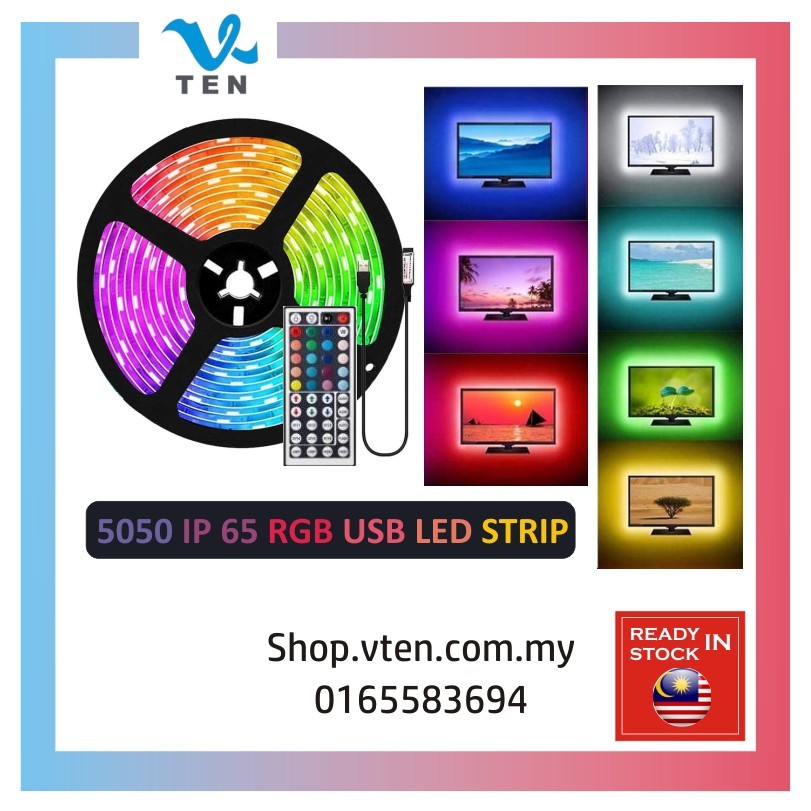 DC5V Black PCB RGB 5Meter Waterproof IP65 USB LED Strip Light TV ...
