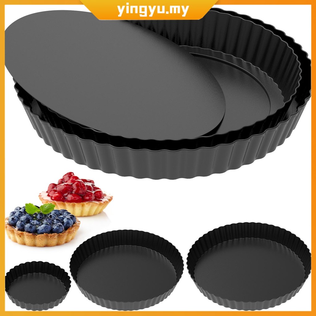 3Pcs Quiche Dish Non-Stick Quiche Tins with Removable Bottom Easy to ...